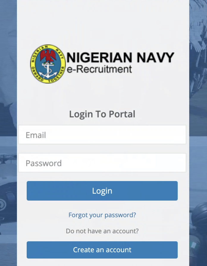 Nigerian Navy login page - IsMySchool