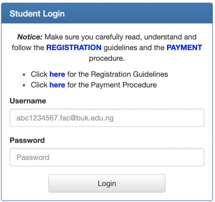 BUK Portal Login | BUK (Authentication, Hostel And Registration) Portal